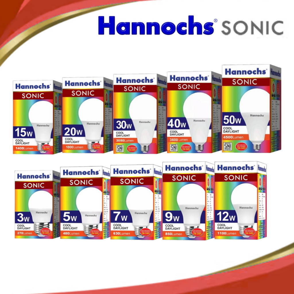 Jual Hannochs Bohlam Lampu LED Sonic 3W 5W 7W 9W 12W 15W 20W 30W Cool ...