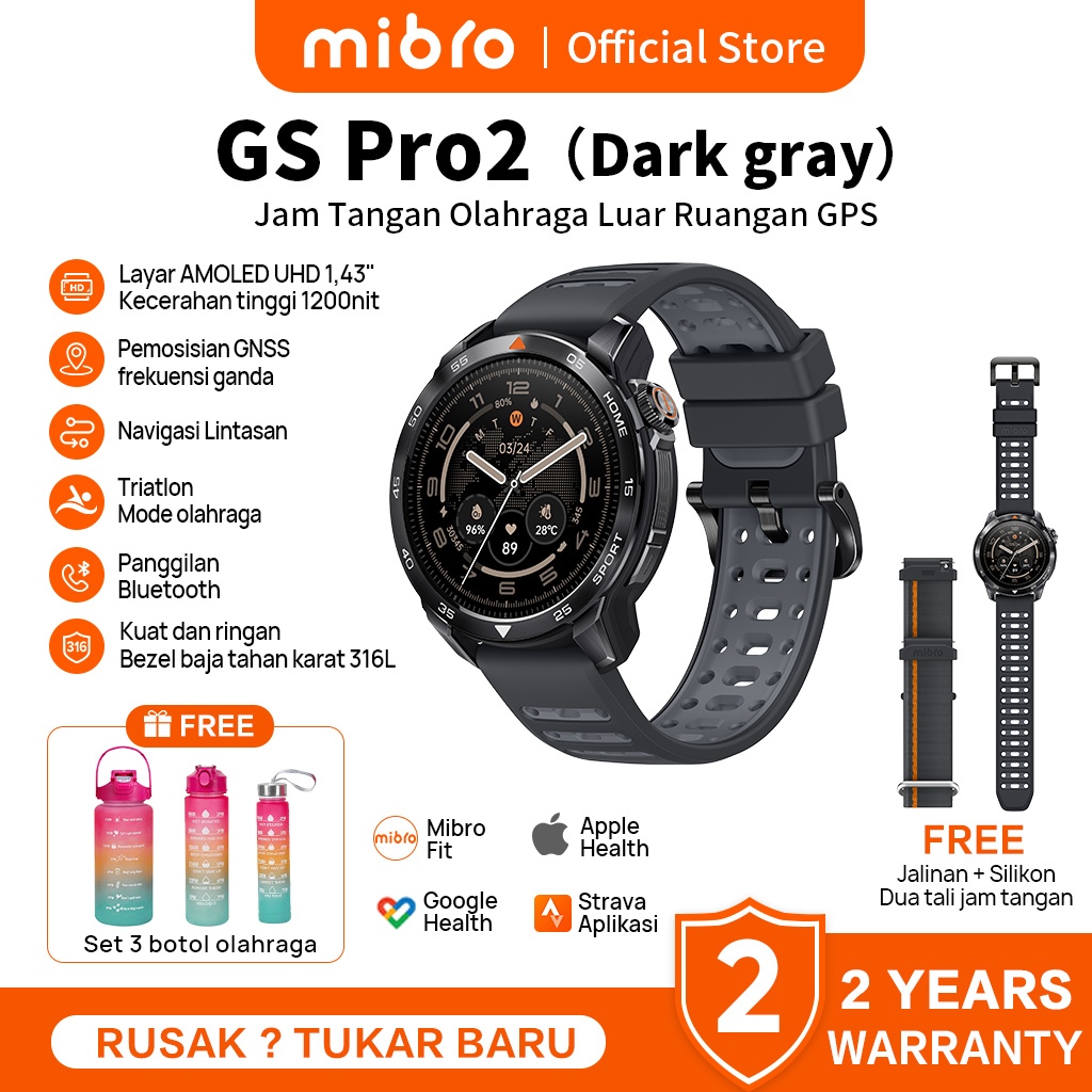 Jual Mibro official Smart Watch GS Pro2 Dark Gray|GPS Outdoor Sport ...
