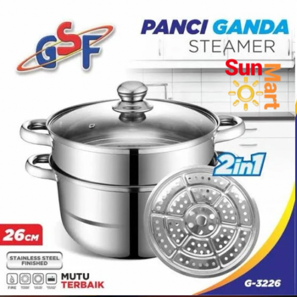Jual Panci Kukus Susun 2 Ganda Stainless Steel Steamer Dandang GSF 3226 | Shopee Indonesia