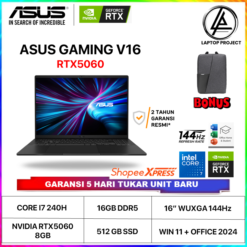 Jual ASUS Gaming V16 V3607VM Core i7 240H RTX5060 16GB 512GB 16" WUXGA ...