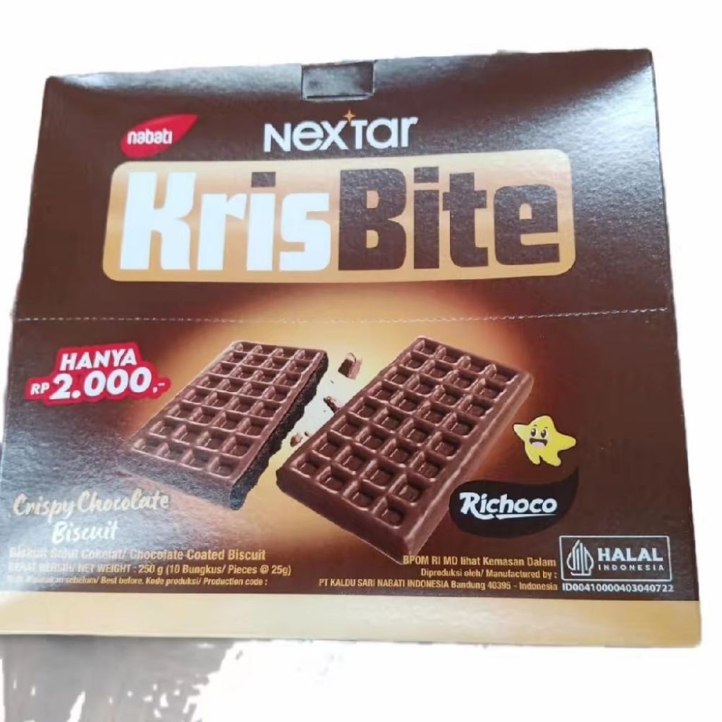 Jual NABATI NEXTAR KRIS BITE CRISPY CHOCOLATE BISCUIT NETTO 10 PCS X 25 ...