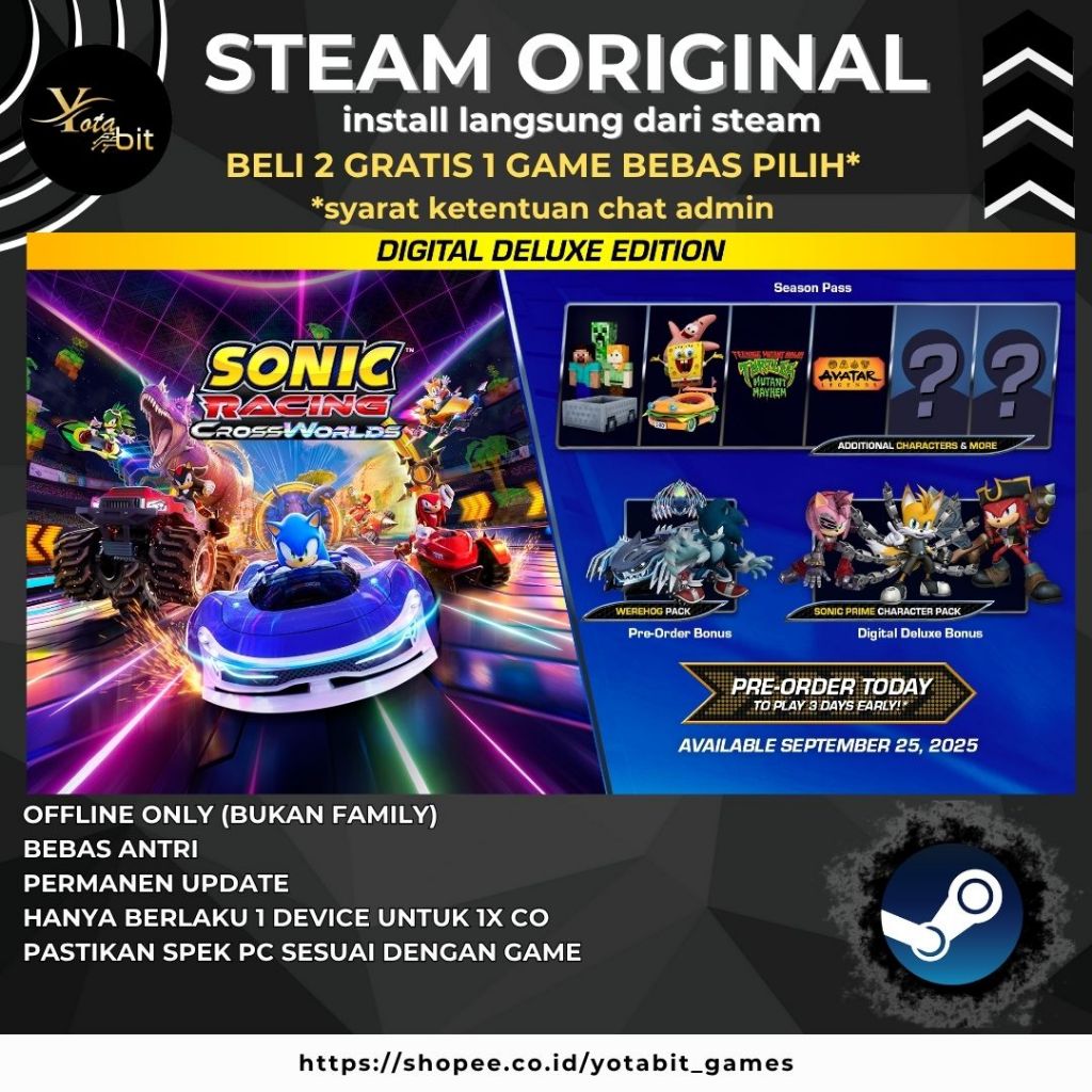 Jual Sonic Racing: CrossWorlds - Deluxe Edition PC Game Original ...
