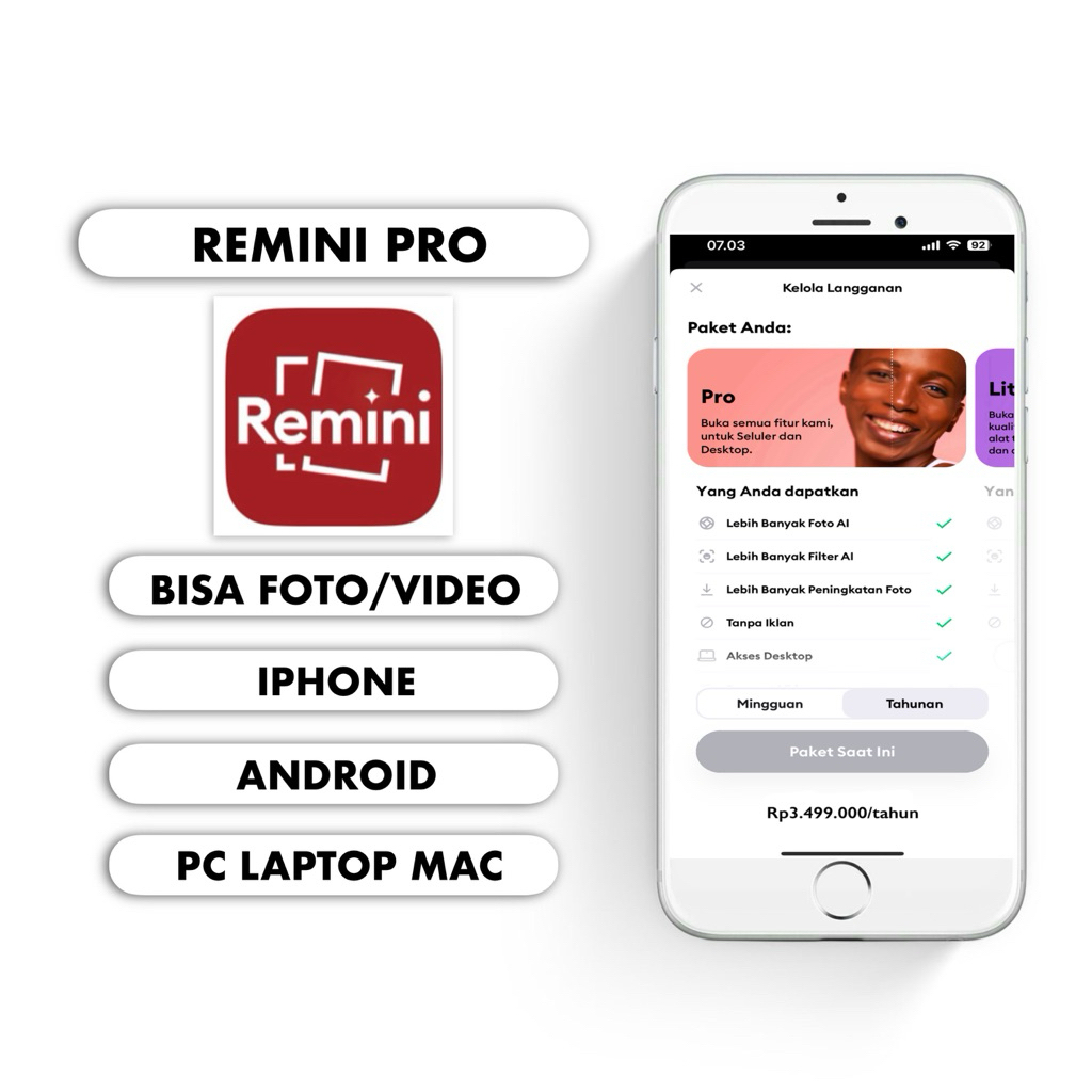 Jual Remini Fullpack Original bisa edit foto & video | Remini Pro all ...