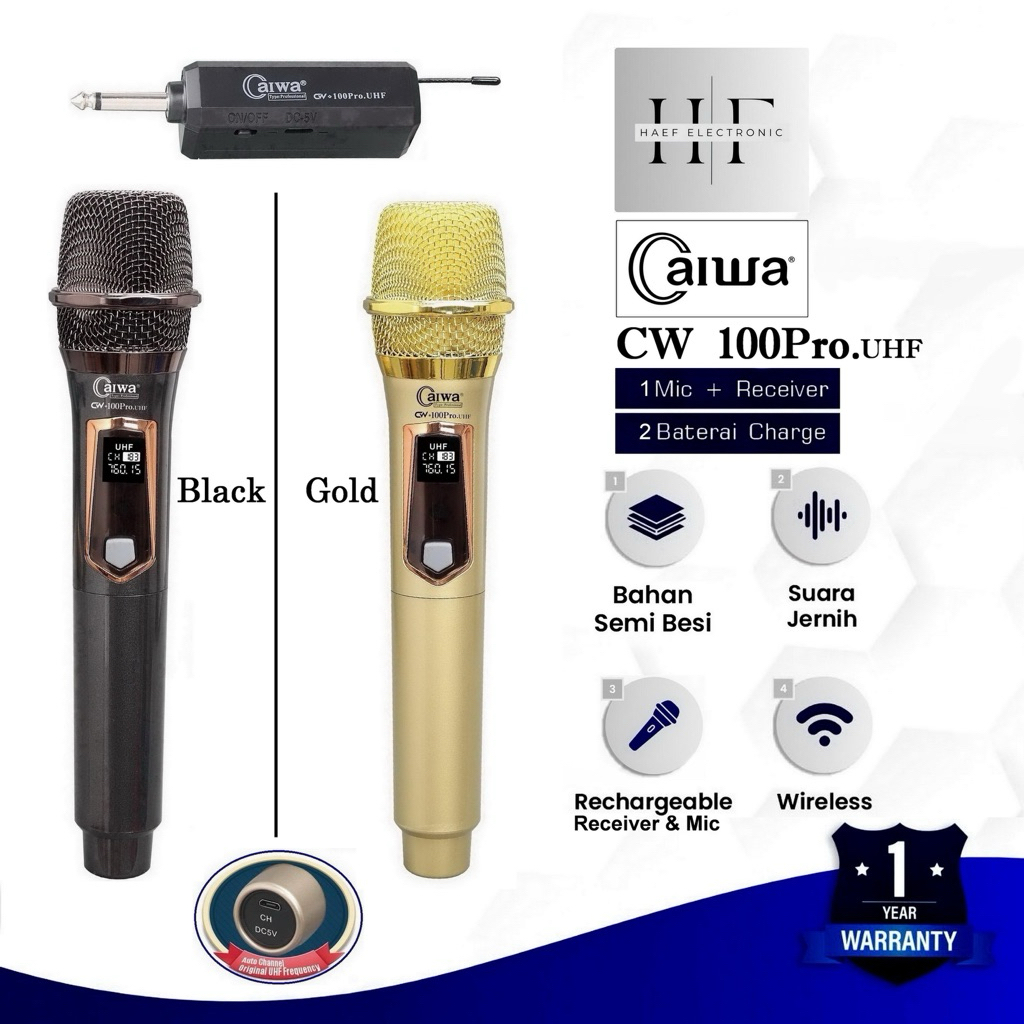 Jual Mic Wireless CAIWA CW-100 Pro Rechargeable Microphone Wireless ...