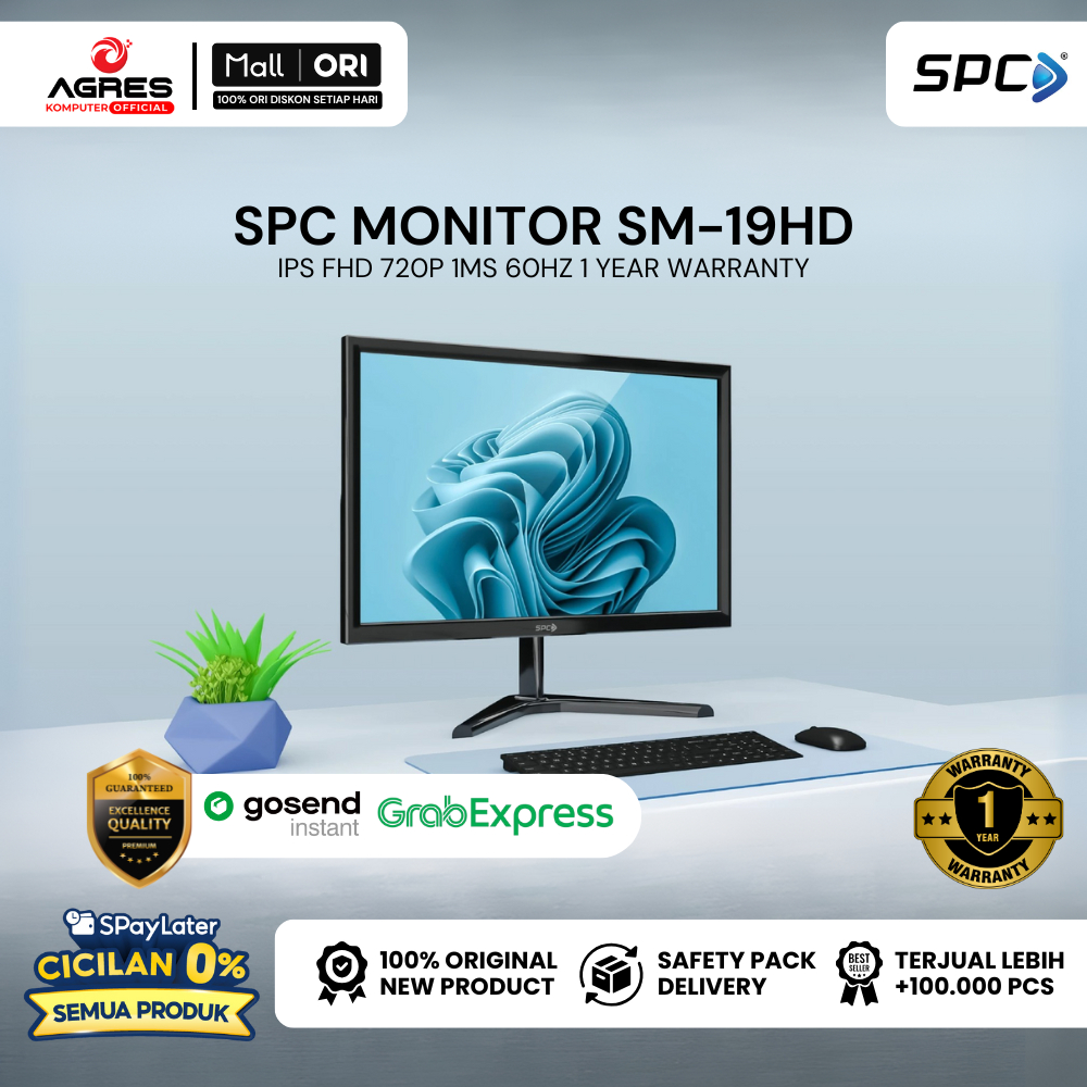 Jual SPC MONITOR 19 INCH SM-19HD IPS HD 720P 1MS 60HZ 1Y | Shopee Indonesia