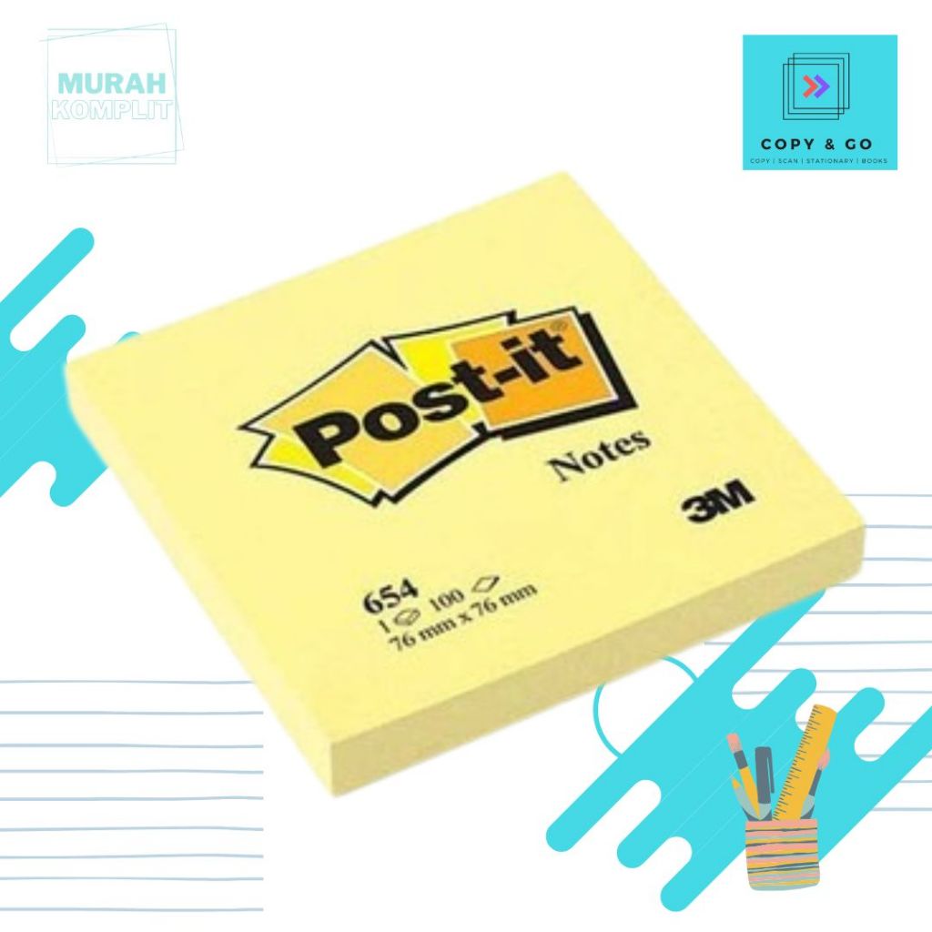 Jual Post it 654 3M / Post It 76 mm x 76 mm 3M Kuning | Shopee Indonesia