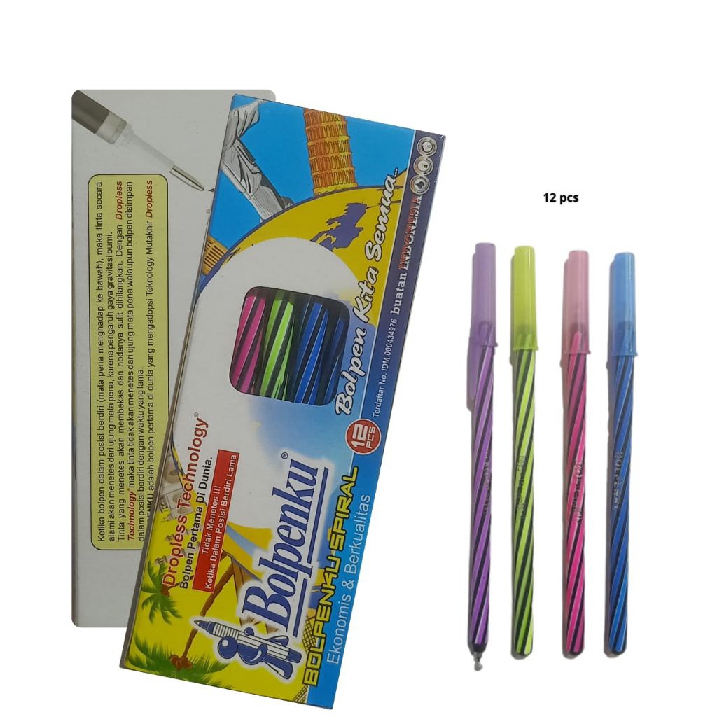 Jual BALLPOINT / BOLPENKU ISI TINTA HITAM || PULPEN SPIRAL MURAH ...