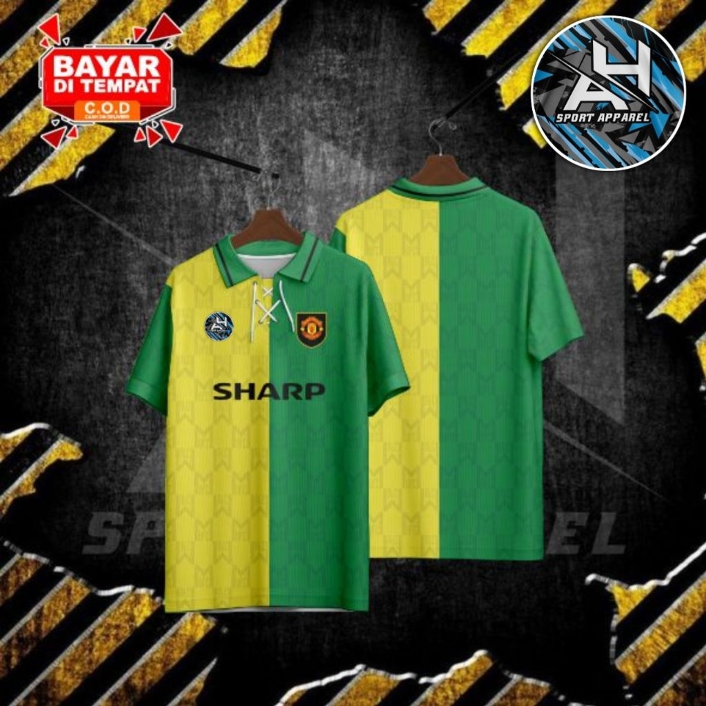 Jual jersey vintage manchester United hijau kuning retro 1992-93 ...