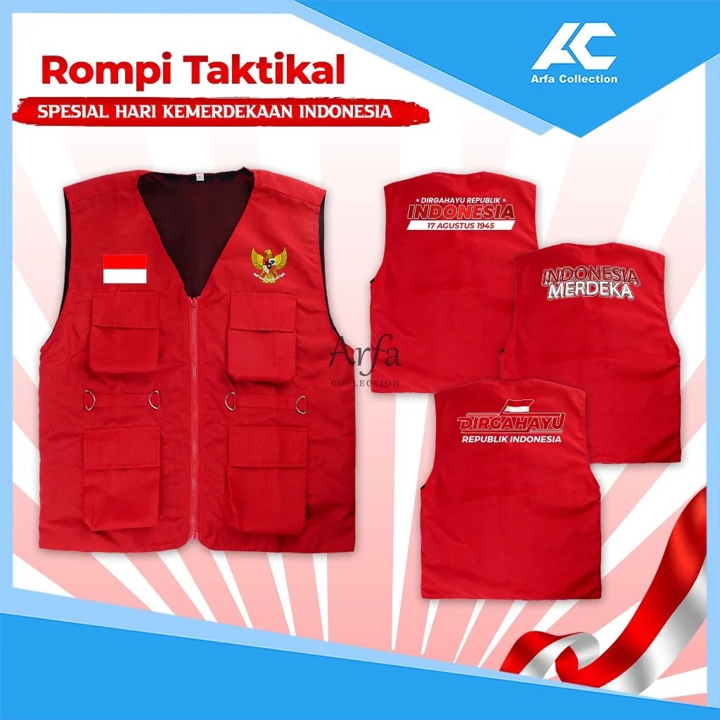 Jual Rompi Merah Dewasa Dan Anak Sablon 17 Agustus HUT RI Ke 80 Tahun ...