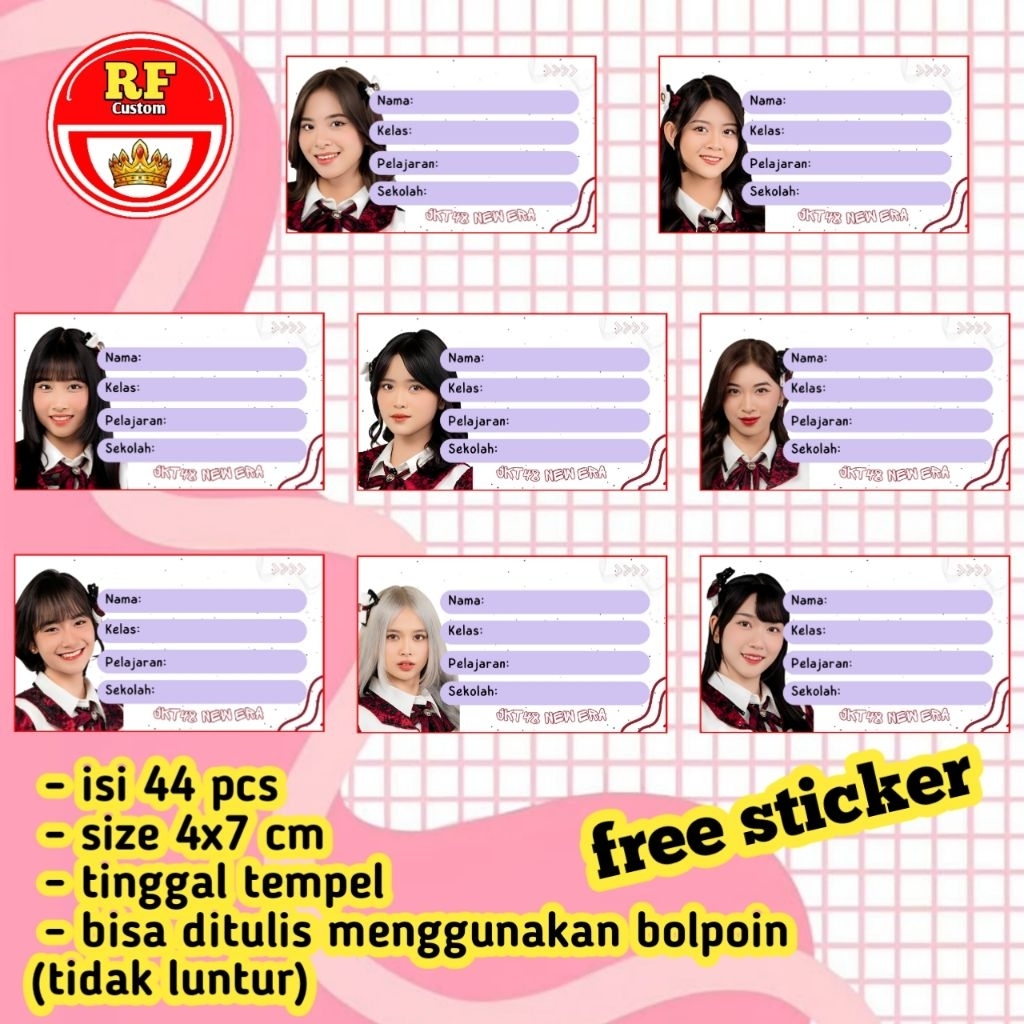 Jual (free sticker) 44 PCS STIKER LABEL NAMA BUKU MEMBER JKT48 KABESHA NEW ERA TERBARU / STICKER ...