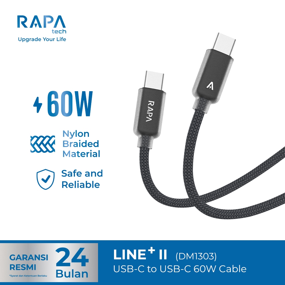 Jual RAPA Line+ II USB C - C 60W with Nylon Braided Cable | Shopee ...