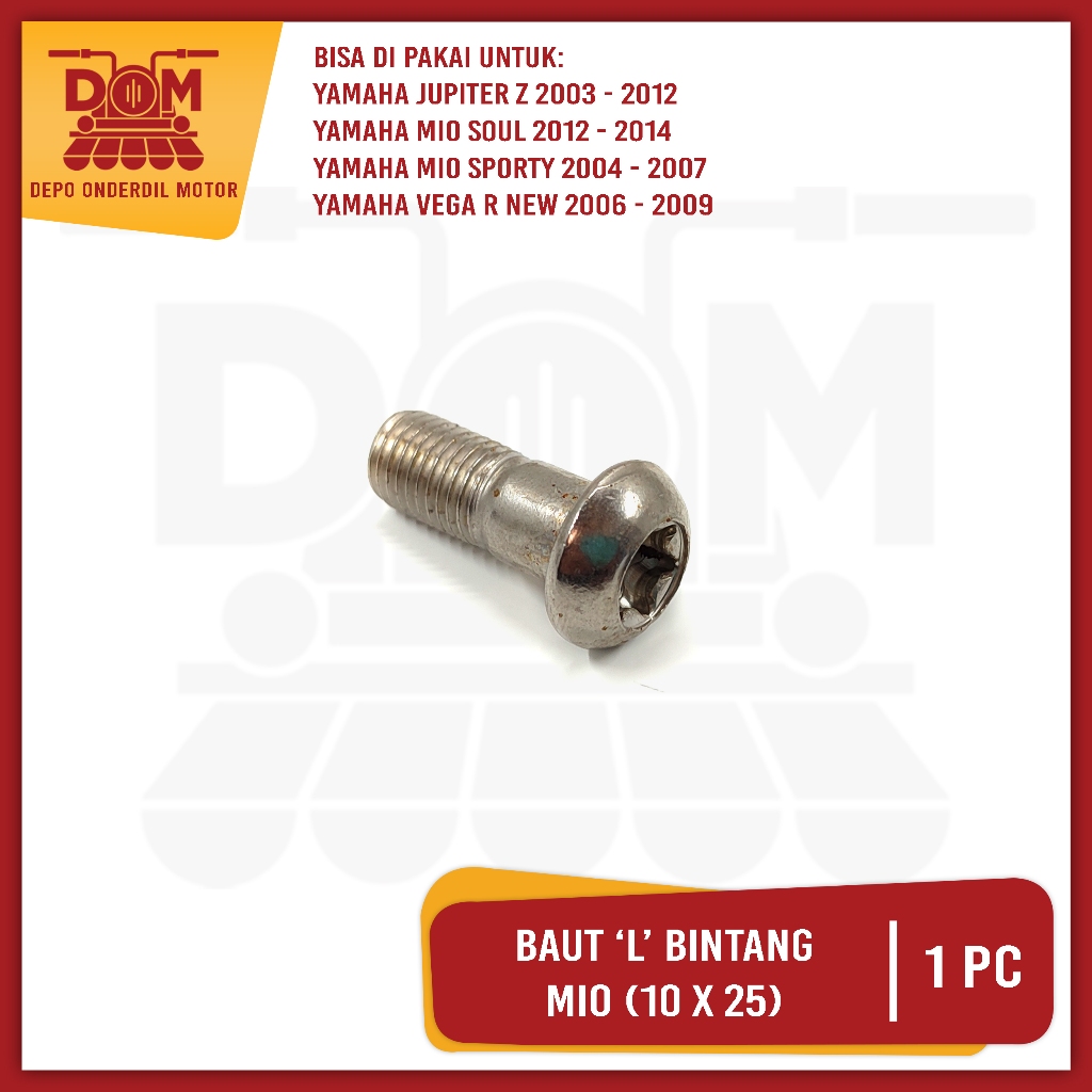 Jual Baut "L" Bintang MIO 10x25 (PSP) Baud Dudukan Kaliper Cakram Kunci L Bintang 10mm , Panjang ...