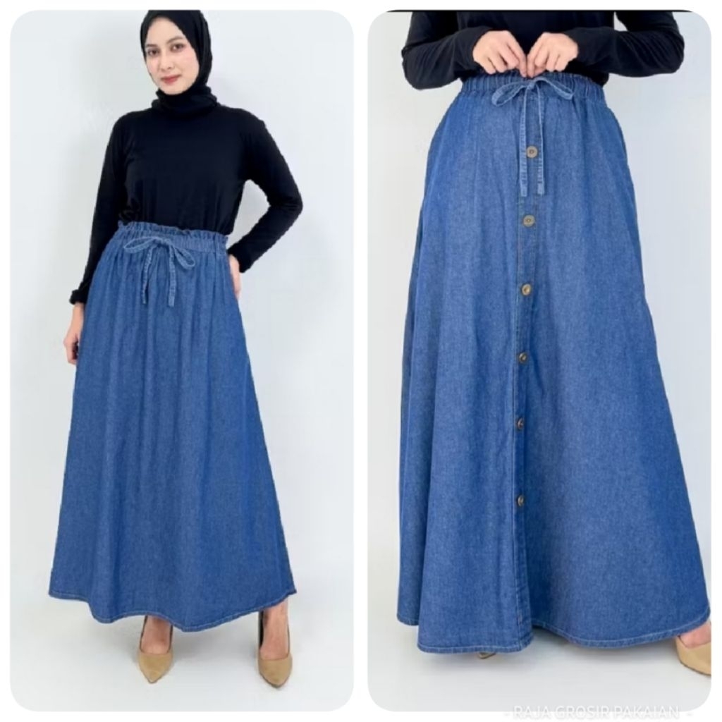 Jual Rok A Panjang Soft Jeans Premium / Hight Quality / Tidak Kaku Dan ...