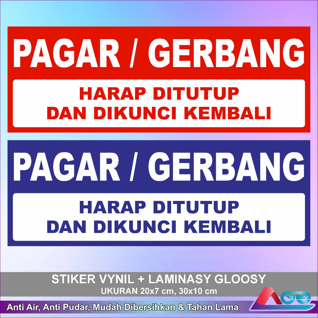 Jual Stiker Vynil Pintu Gerbang Harap Ditutup Kembali Anti Air Laminasy ...