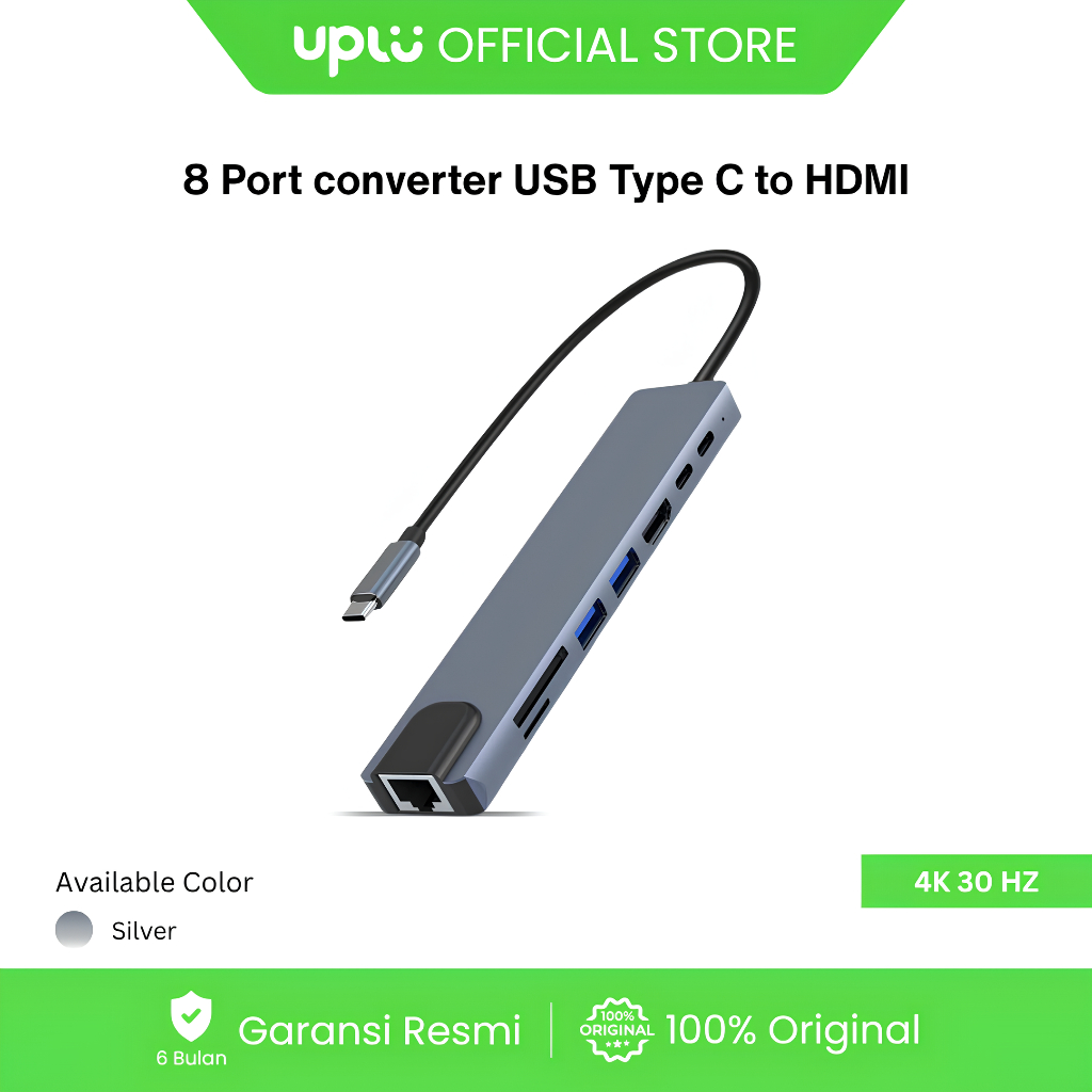 Jual UPLU Adaptor Type C to Hdmi Usb Hub 8in1 4K 30Hz Rj45 Sd Tf Card ...