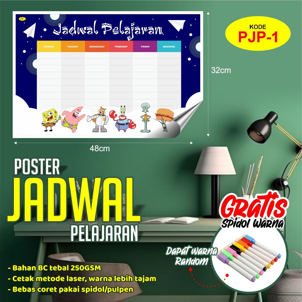 Jual Poster jadwal pelajaran, jadwal kelas | Shopee Indonesia