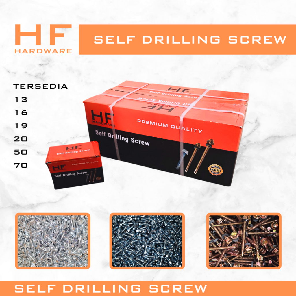 Jual HF HARDWARE 1 DUS KECIL Self Drilling Screw Baut Roofing Baut Baja ...