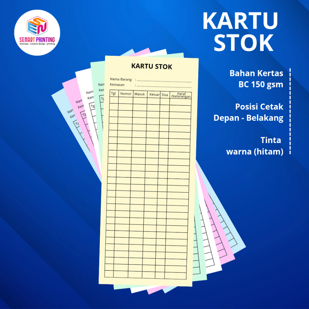 Jual KARTU STOK / KARTU STOK BARANG / KARTU STOK OBAT READY (isi 100 ...