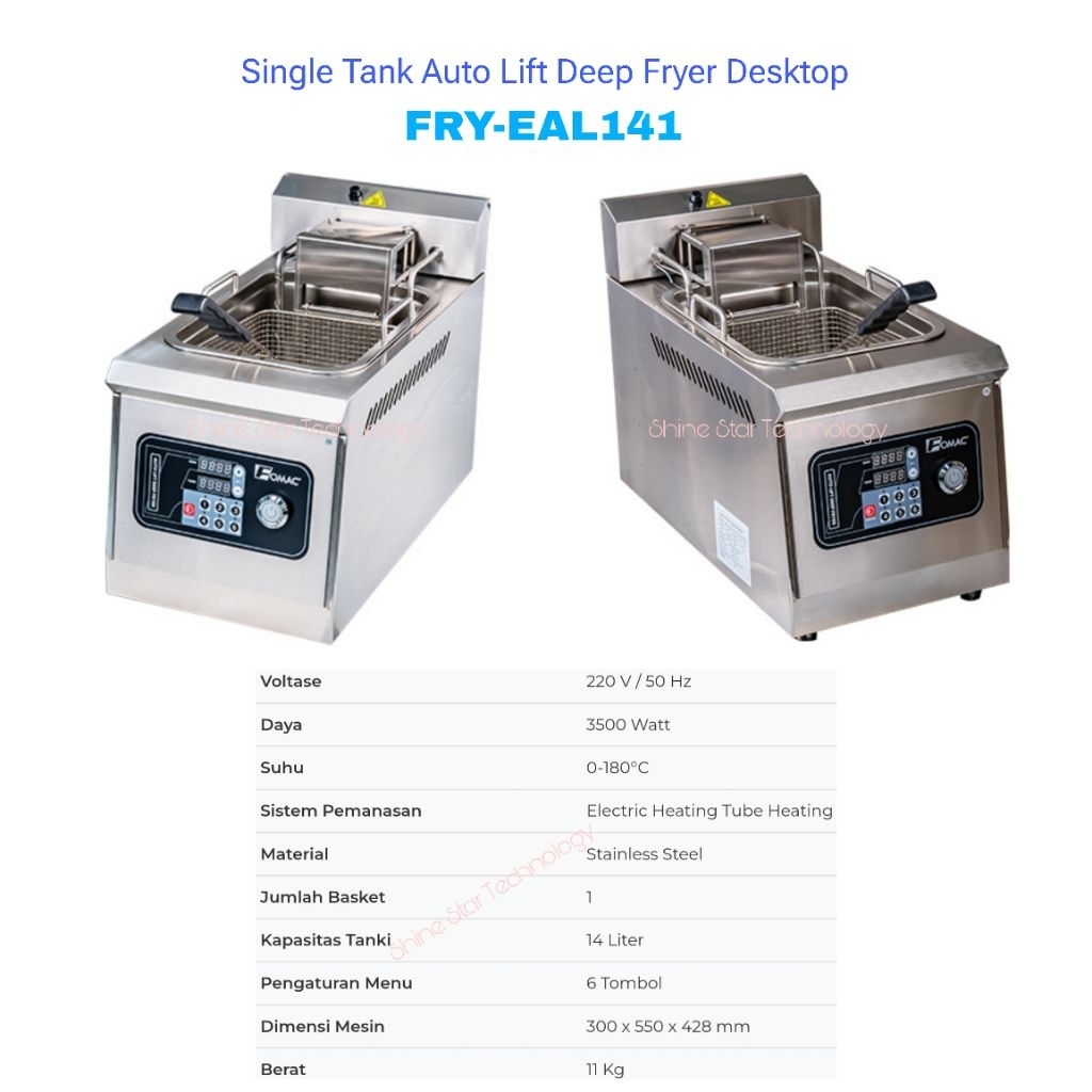 Jual Fomac Single Tank Auto Lift Electric Deep Fryer Desktop FRY-EAL141 ...