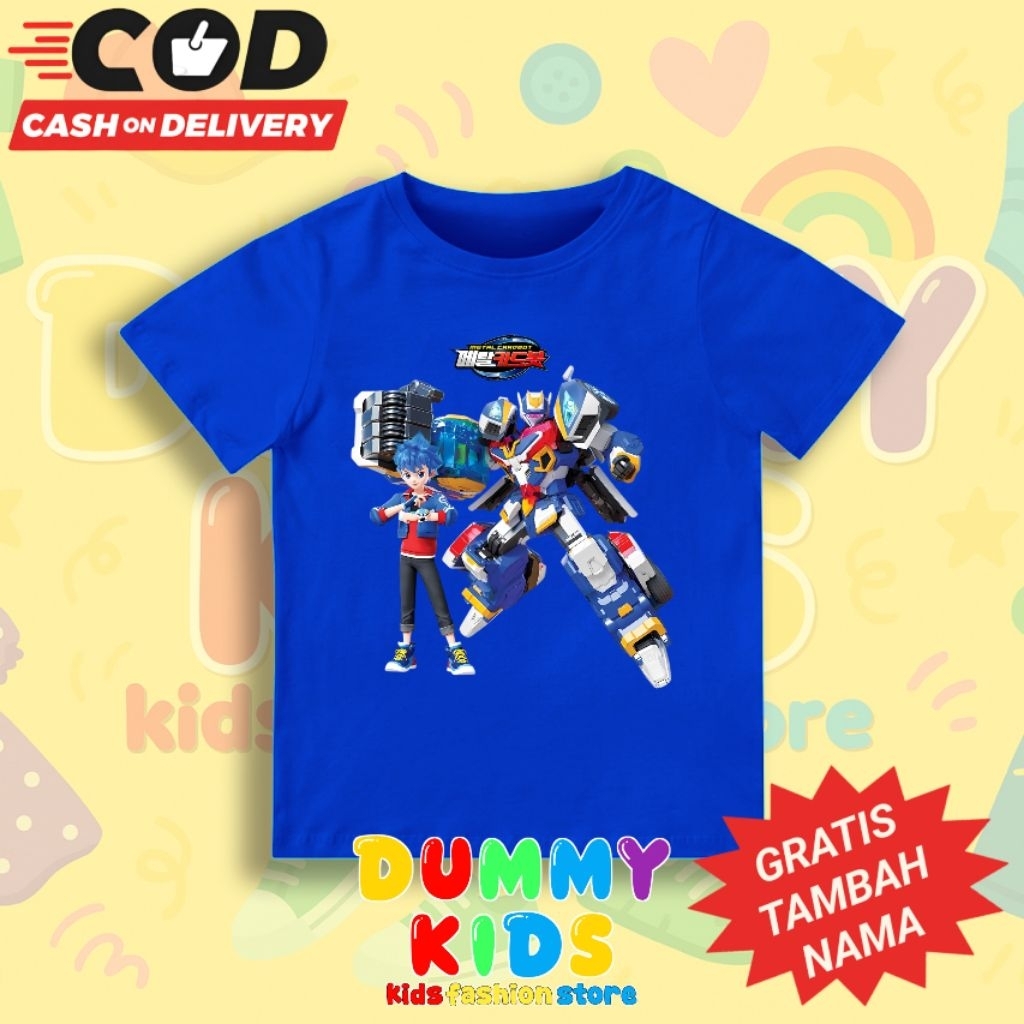 Jual Kaos Anak Robot Metal Cardbot Blue Cop / Baju Anak Robot Metal ...