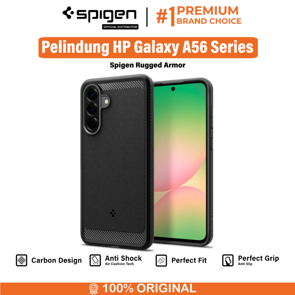Jual Case Samsung Galaxy A56 Spigen Rugged Armor TPU Carbon Fiber Cover Black Casing | Shopee ...