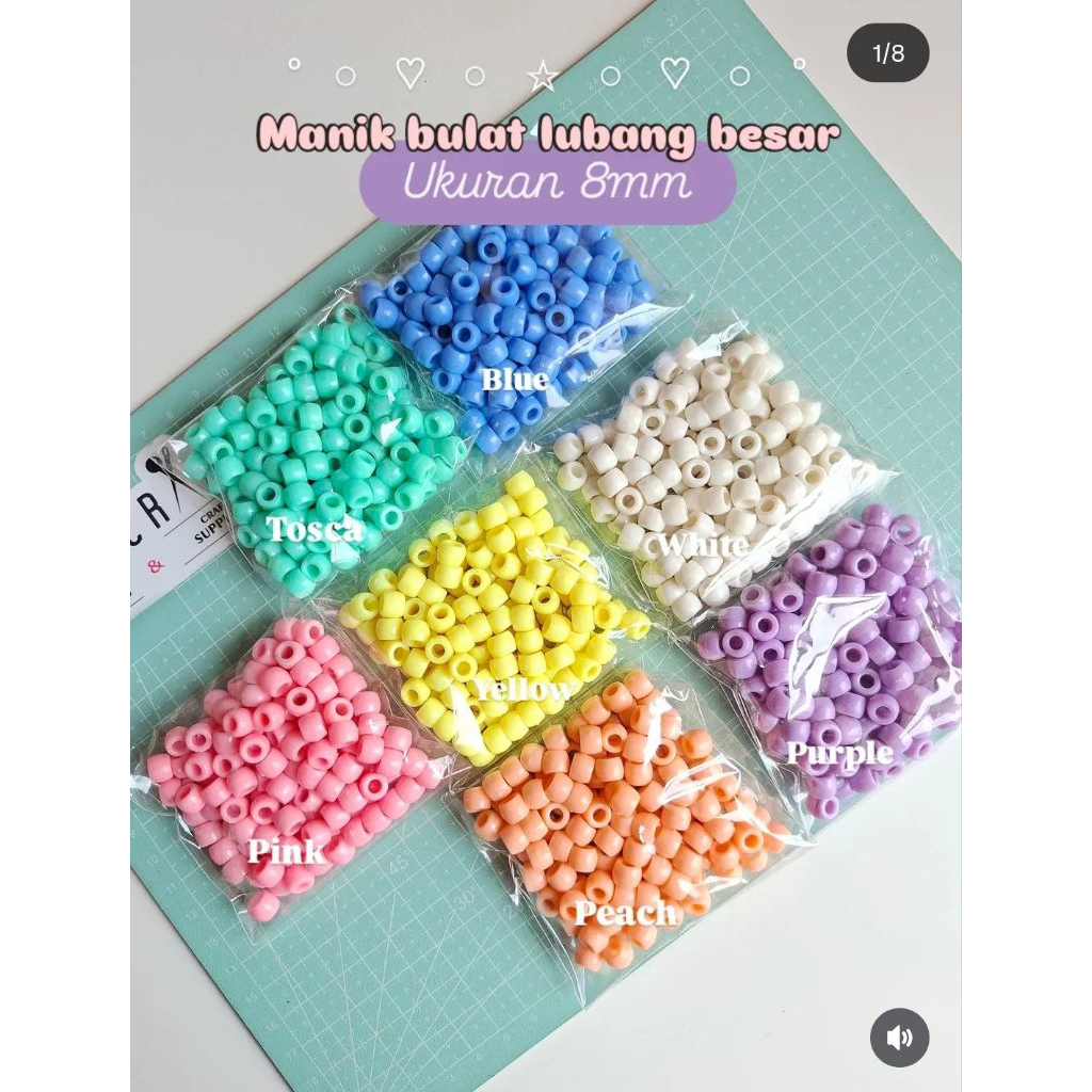Jual manik bulat lubang besar 8mm (25gram) | Shopee Indonesia
