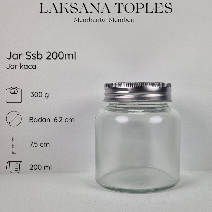 Jual Jar SSB 200ml/ Jar kaca serbaguna dengan tutup/ jar kaca makanan ...