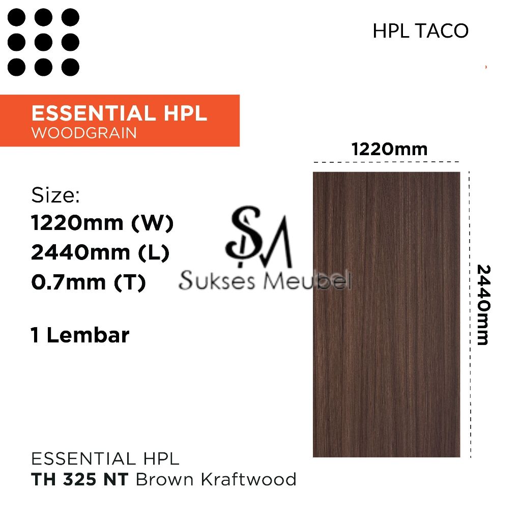 Jual TACO HPL Woodgrain Afromosia TH 325 NT - Brown Kraftwood | Per 1 ...