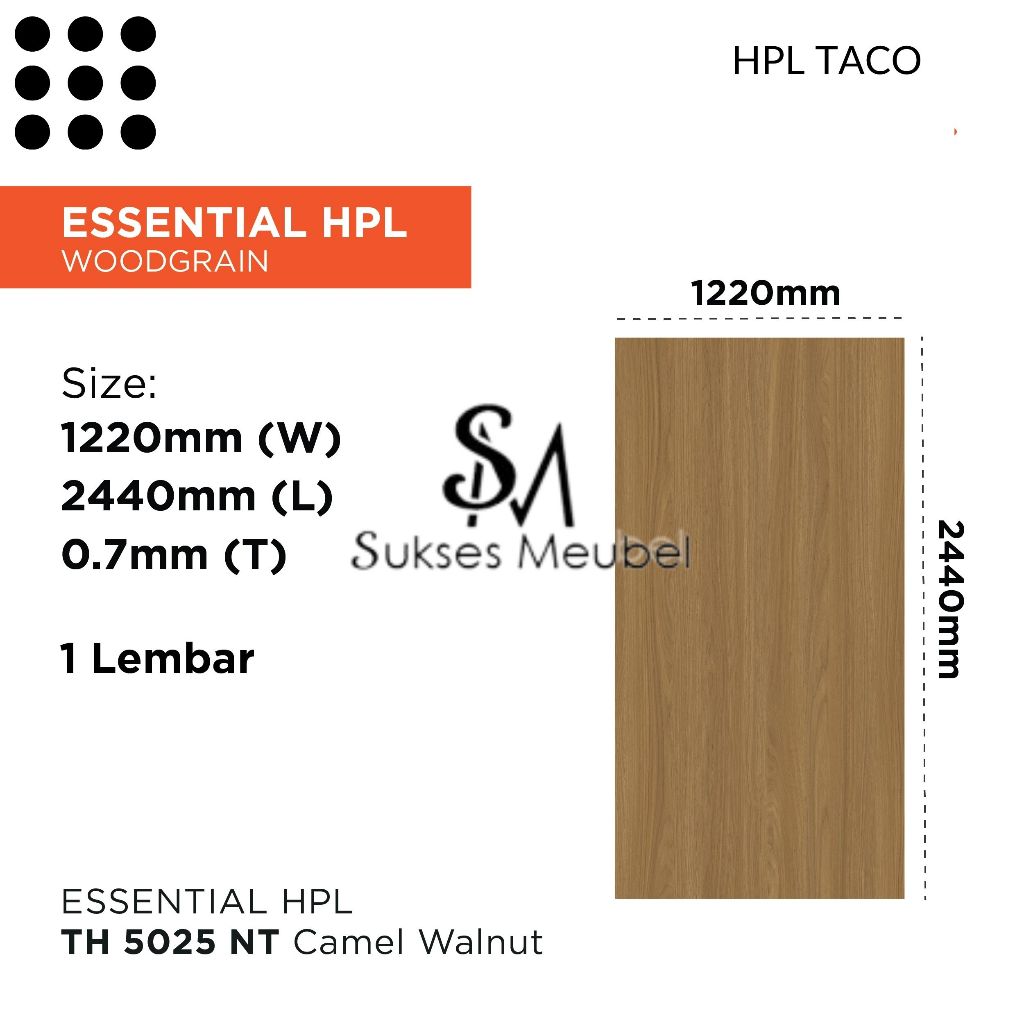 Jual TACO HPL Woodgrain Walnut TH 5025 NT - Camel Walnut | Per 1 Lembar ...