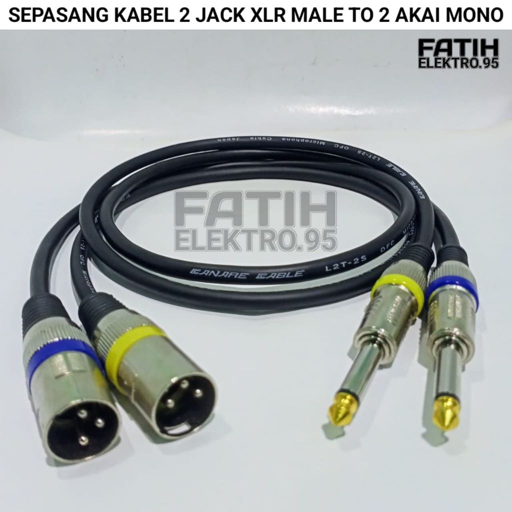 Jual KABEL 2 XLR MALE TO 2 JEK AKAI 6.5MM SATUSET KABEL MIXER KE POWER ...