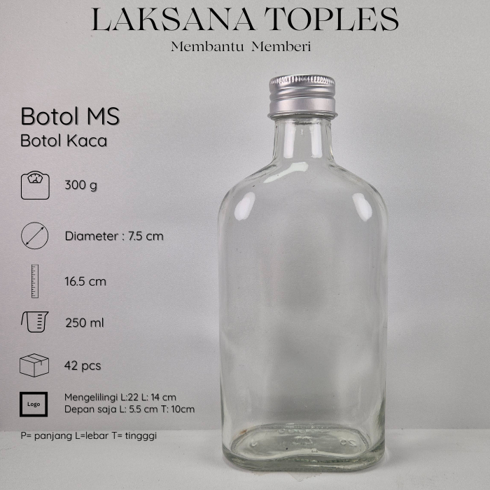 Jual Botol MS 250 ML/ botol Jus, kopi kombucha/ botol kaca bening ...