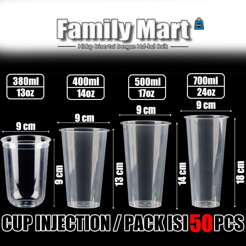 Jual Family Mart (isi 50 pcs) Cup Injection 12oz/380ml - Cup Injection ...