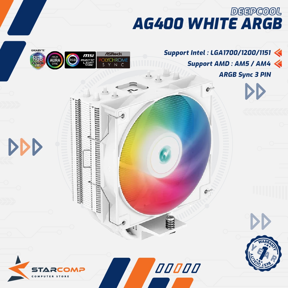 Jual Deepcool AG400 WHITE ARGB Heatsink Processor CPU Cooler | Shopee ...