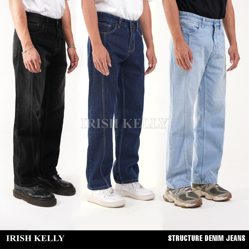 Jual IRISH KELLY Structure Jeans Long Baggy Pants Denim | Shopee Indonesia