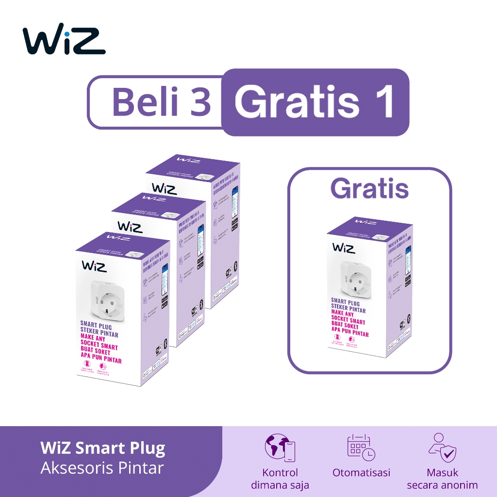 Jual WiZ Paket Smart Plug WiFi Wireless Colokan Listrik Pintar Beli 3 ...
