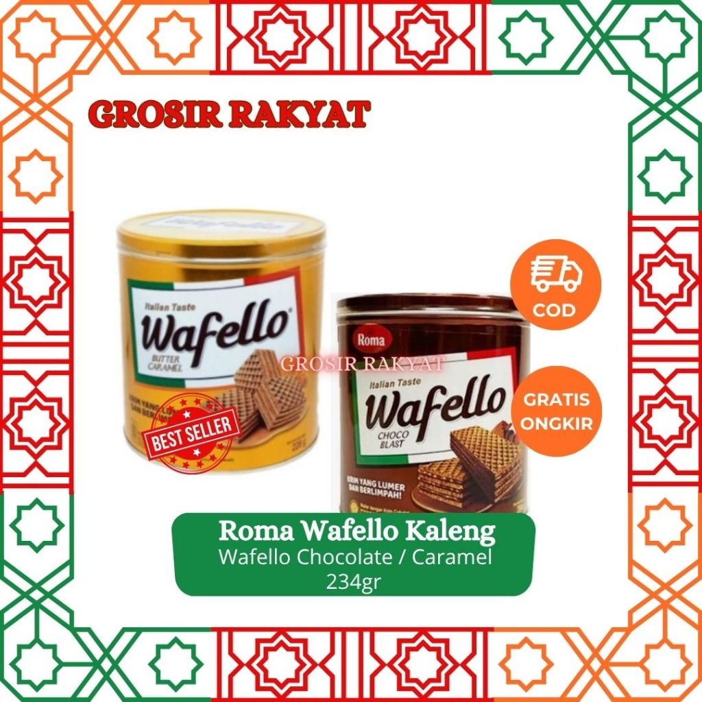 Jual Roma Wafello Chocolate / Caramel Kaleng 234gr (Kaleng Penyok ...