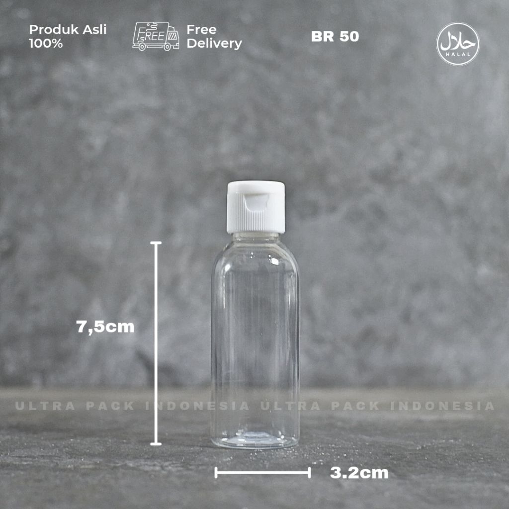 Jual KEMASAN BOTOL FLIPTOP ISI ULANG - BOTOL PET BR 50ML CLEAR + FLIP TOP | Shopee Indonesia