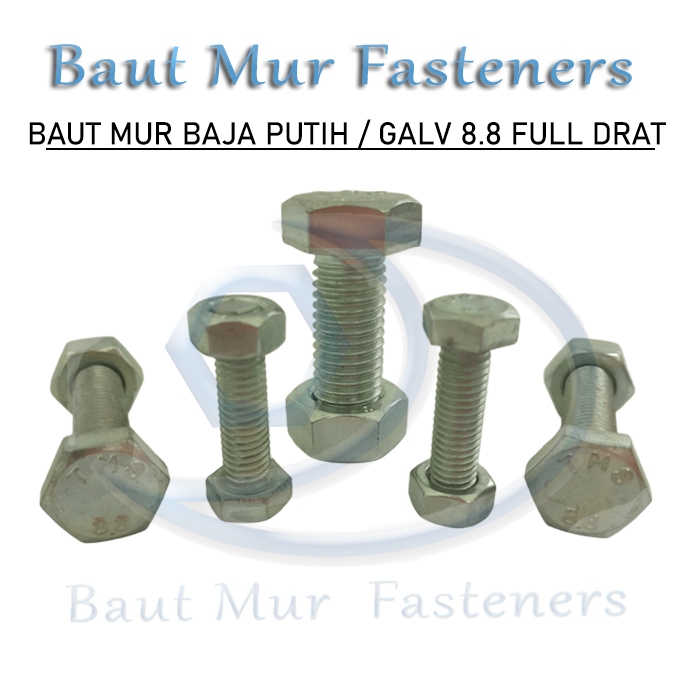 Jual Baut Mur Baja Galvanis 8.8 M20 X 200 MM Full Drat | Shopee Indonesia