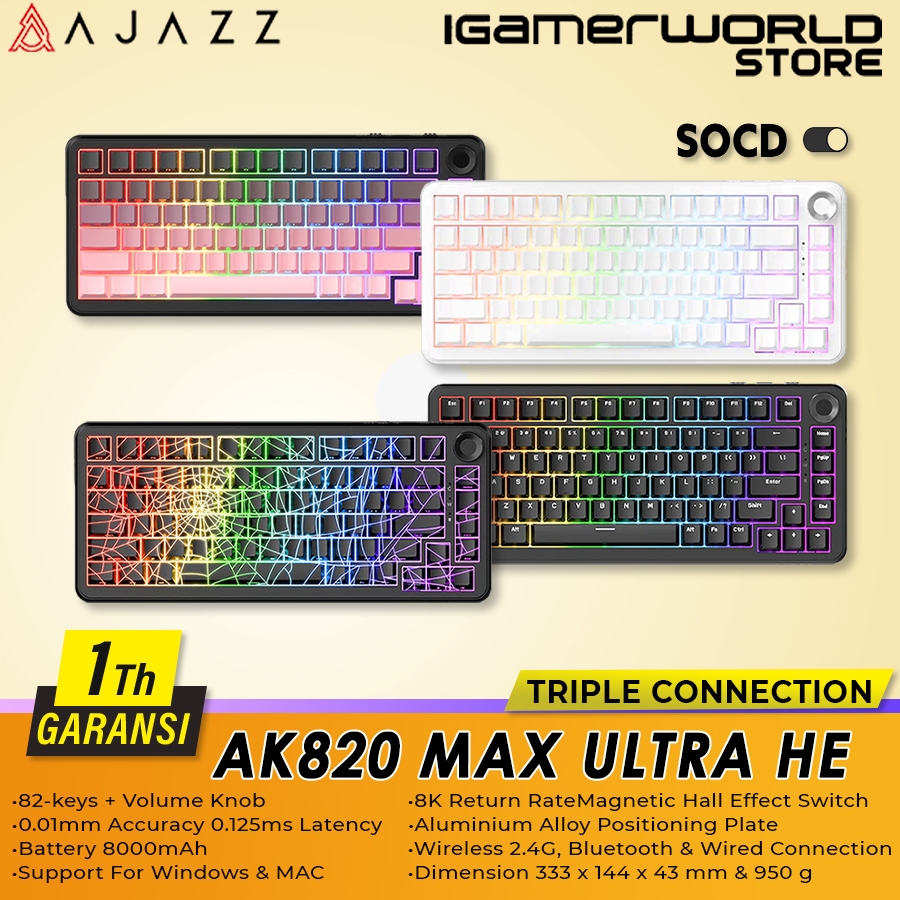 Jual Ajazz AK820 MAX ULTRA HE Rapid Magnetic Switch Support Tap SOCD Wireless Triple Connection ...