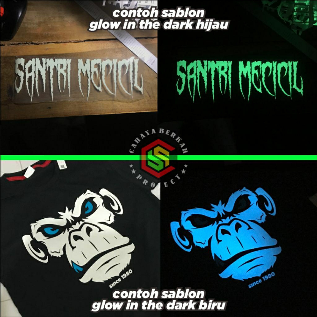 Jual sablon menyala sablon setrika sablon glow in the dark sablon ...