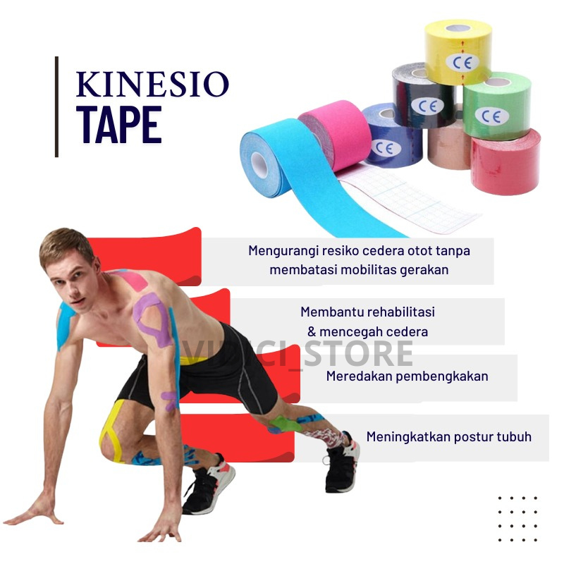 Jual Kinesio Tape 2.5 cm Sport Plester Otot Gym Futsal Sepakbola Running Volley Kinesiology Tape ...