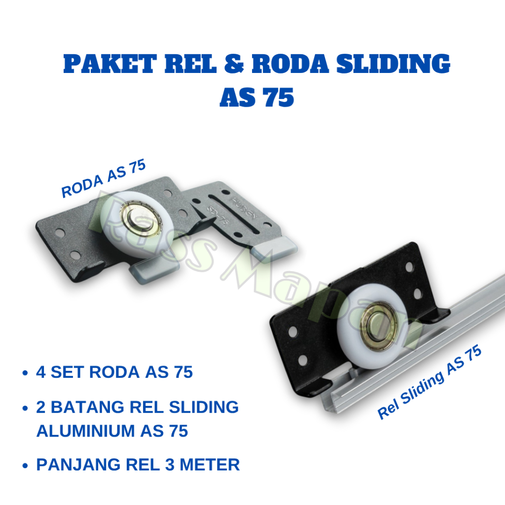 Jual Paket Rel Dan Roda Pintu Lemari Sliding Rel AS-75 | Shopee Indonesia