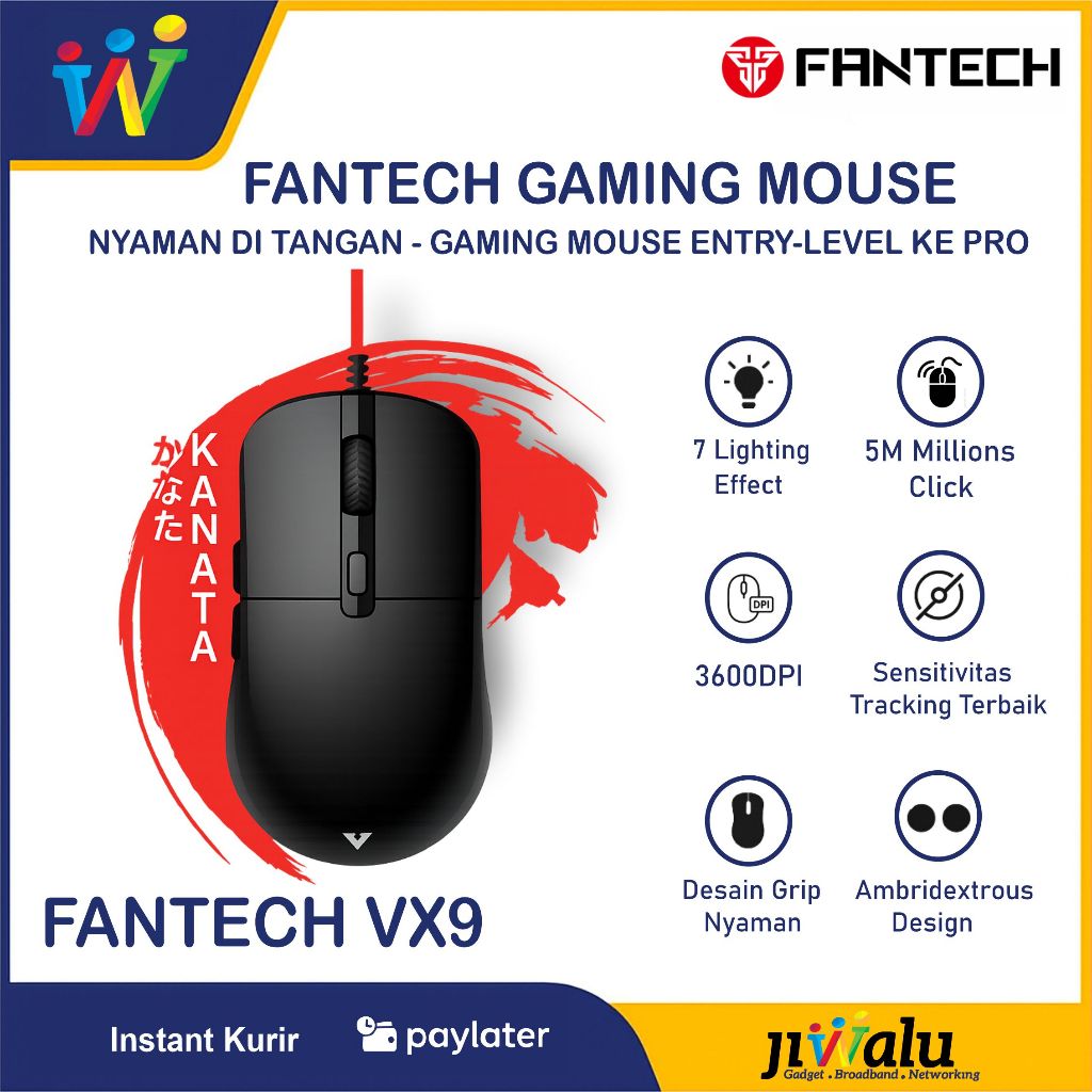 Jual Fantech KANATA Mouse Gaming Kabel RGB Macro Software VX9 - Gaming Mouse dengan 3600 DPI ...