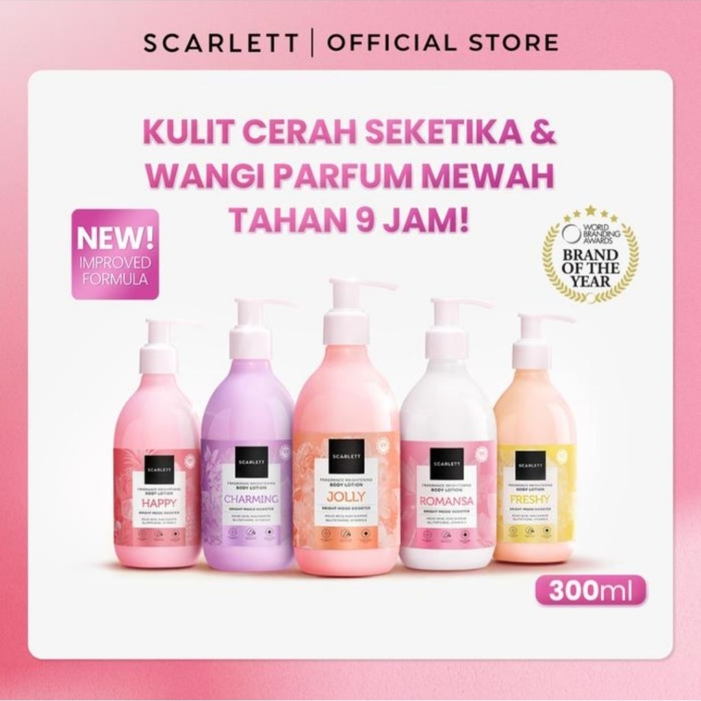 Jual Hand Body Lotion Scarlett Whitening Fragrance Brightening 300mL ...