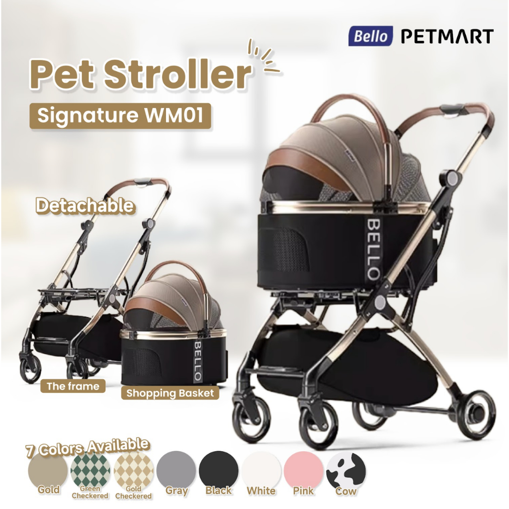 Jual BELLO Pet Stroller Detachable Signature WM01 | Shopee Indonesia