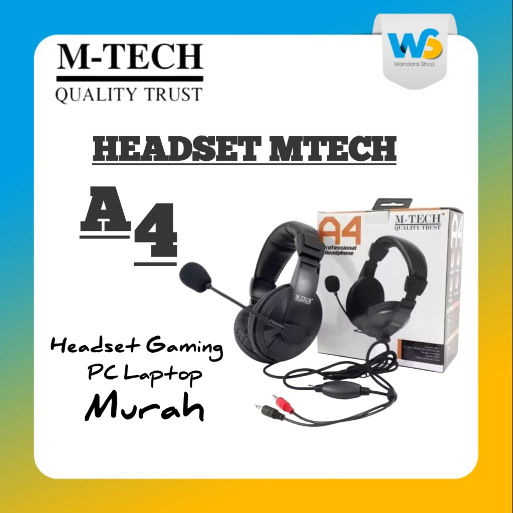 Jual Headset Gaming M-tech A4 / headset pc / headset laptop plus microphone | Shopee Indonesia