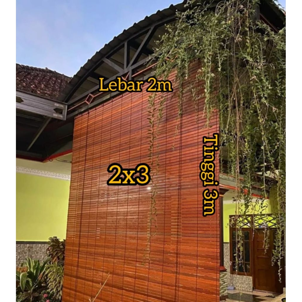 Jual tirai krey bambu L 2m x T 3m + lengkap dengan tali penggulung ...