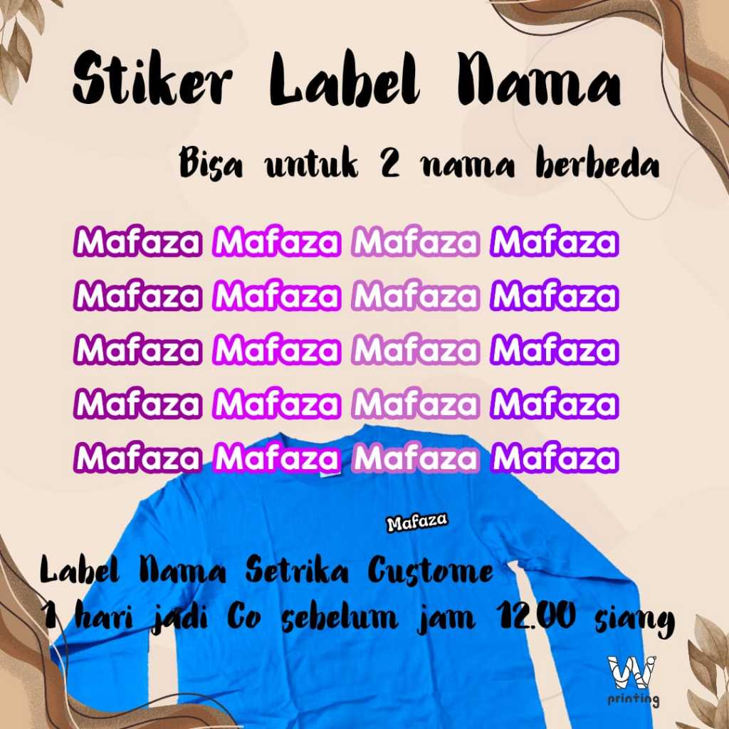 Jual Sticker Kain Custome | Label Nama Printing Isi 25/50 Pcs Untuk di ...