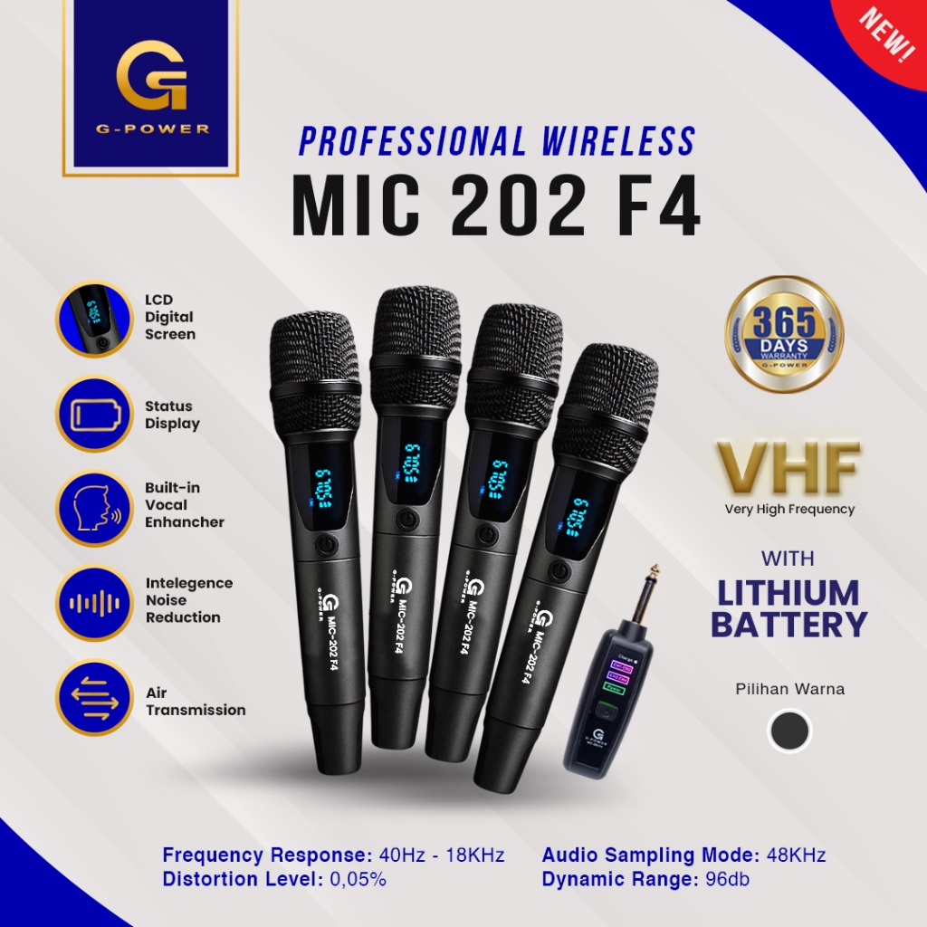 Jual G-POWER Mic/mikrophone Wireless 202 F4 – Mic Karaoke Profesional 4 ...