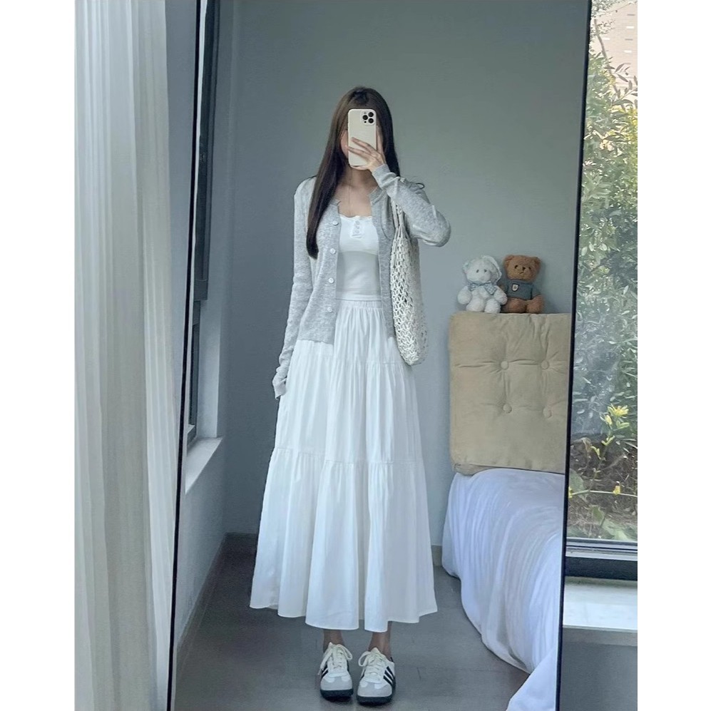 Jual rok korean style wanita kekinian/ rok putih plisket plisket ...